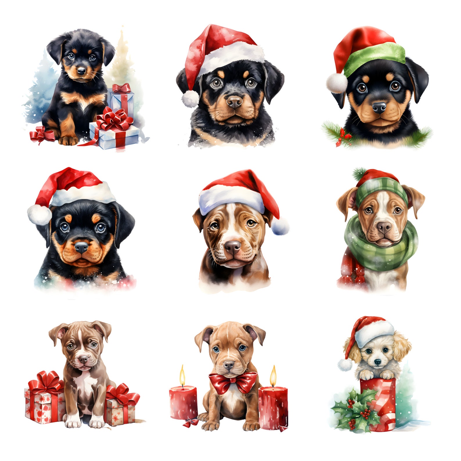 Cute Puppy Christmas Clipart, Christmas Baby Animal Clipart, Dog ...