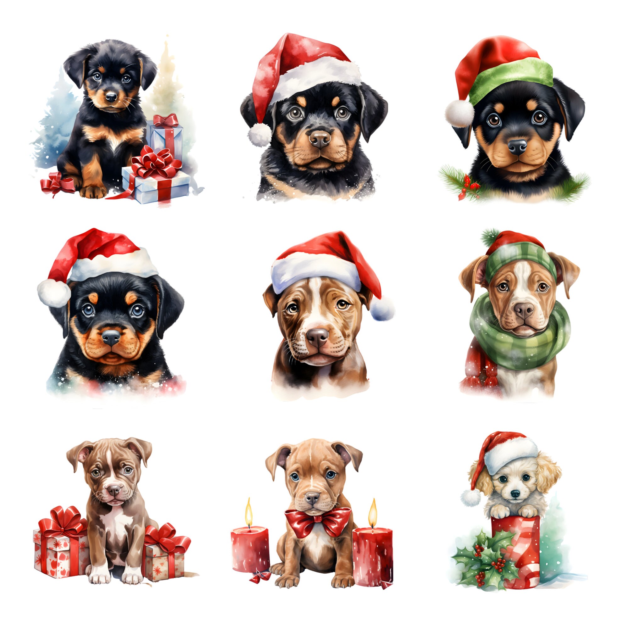Cute Puppy Christmas Clipart, Christmas Baby Animal Clipart, Dog ...