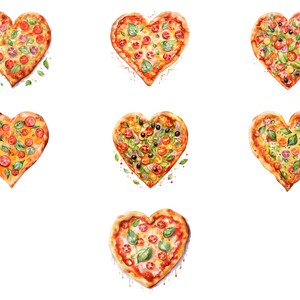Watercolor Heart Pizza Clipart, Valentine Pizza PNG, Digital Download ...