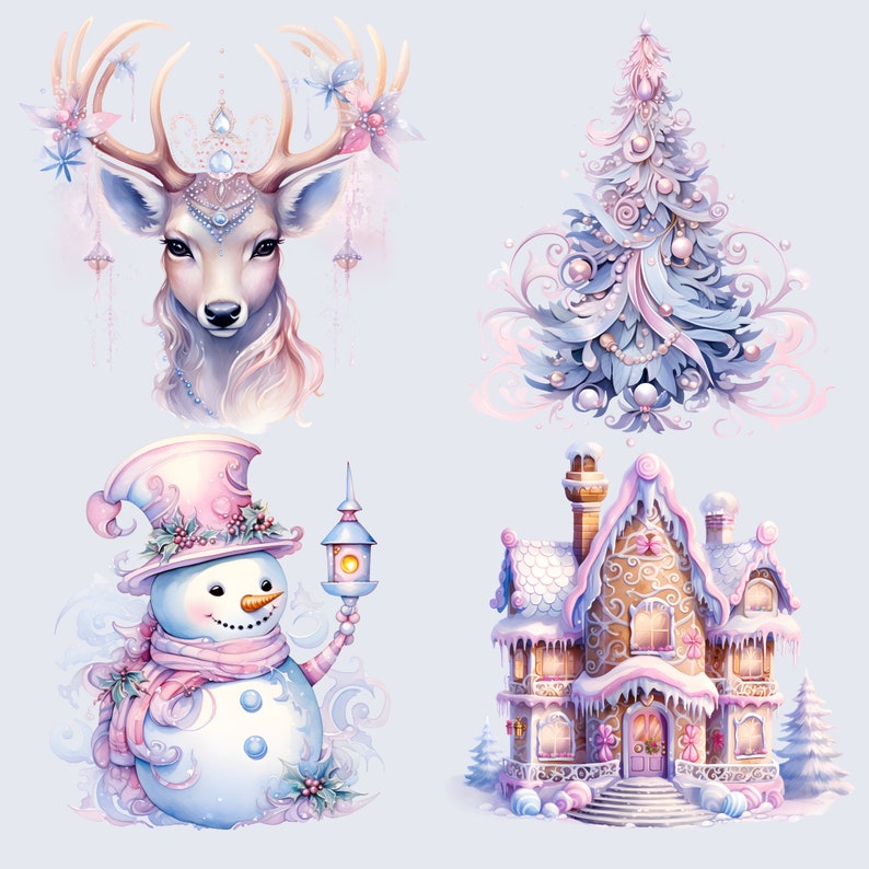 Pastel Watercolor Christmas Clipart Christmas Clipart Commercial Use ...