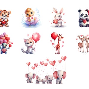 21 Cute Animal Valentine PNG Bundle, Baby Animal Valentine Clipart ...