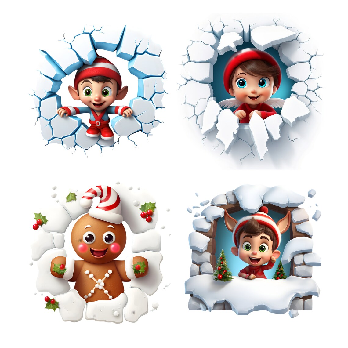 Cute 3D Christmas Cartoon Clipart, Animated Christmas Clipart ...
