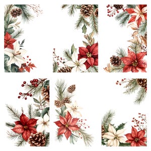 Watercolor Christmas Floral Clipart Bundle, Poinsettia & Lily Bouquet ...
