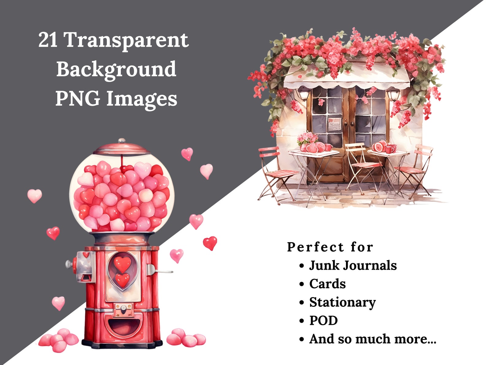 Valentine Candy Land PNG Bundle, Cute Valentines Candy Shop Png Clipart ...