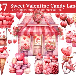 Valentine Candy Land PNG Bundle, Cute Valentines Candy Shop Png Clipart ...