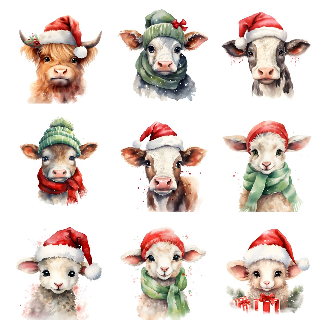 Christmas Baby Animals Clipart, Barnyard Christmas Animal Clipart ...