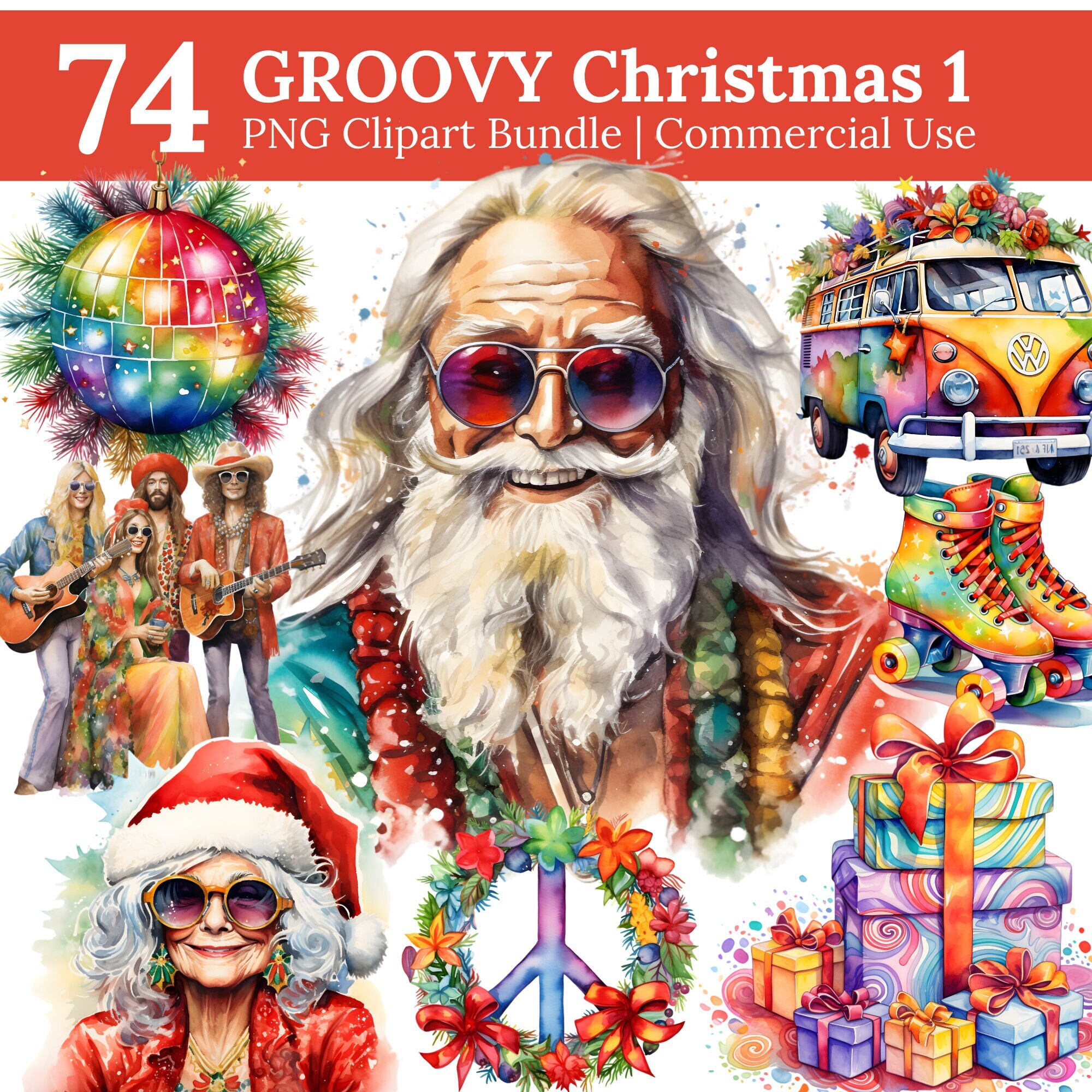 Groovy Christmas Clipart | Christmas Clipart Commercial Use | Retro ...