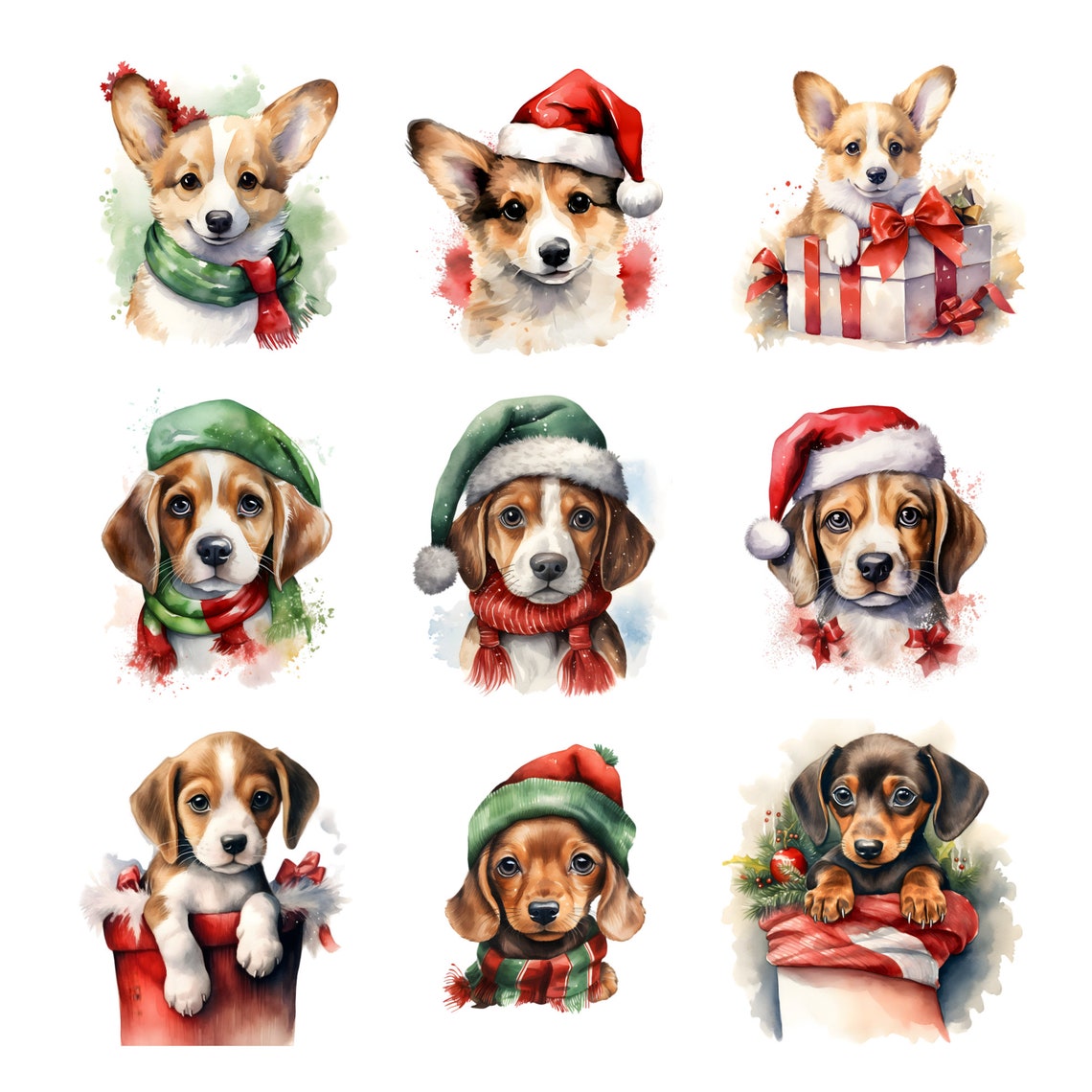 Cute Puppy Christmas Clipart, Christmas Baby Animal Clipart, Dog ...