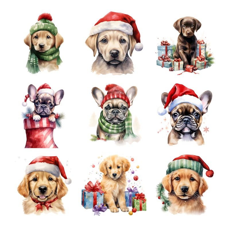 Cute Puppy Christmas Clipart, Christmas Baby Animal Clipart, Dog ...