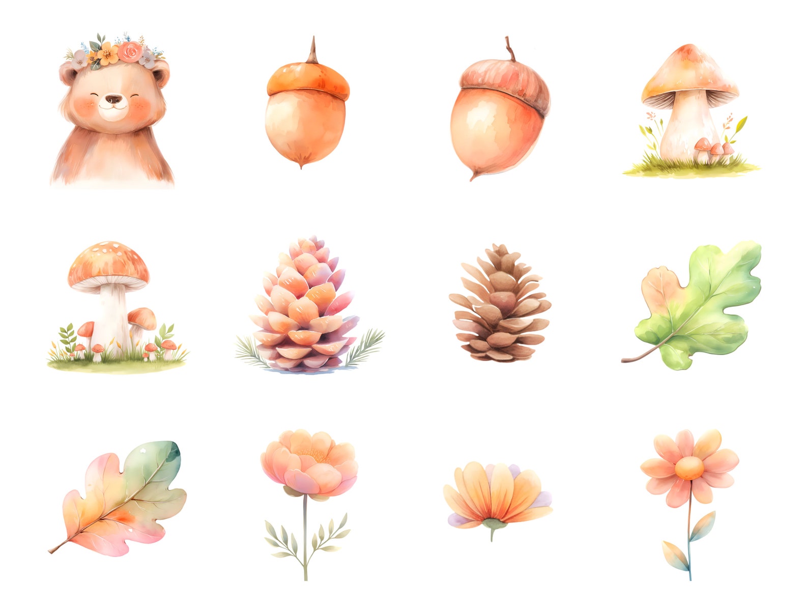 Watercolor Woodland Creatures Clipart Bundle, Whimsical Forest Animals ...