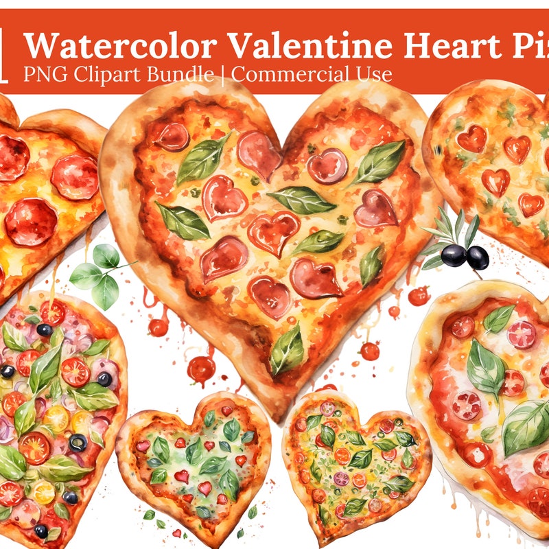 Heart Pizza Clipart - Etsy
