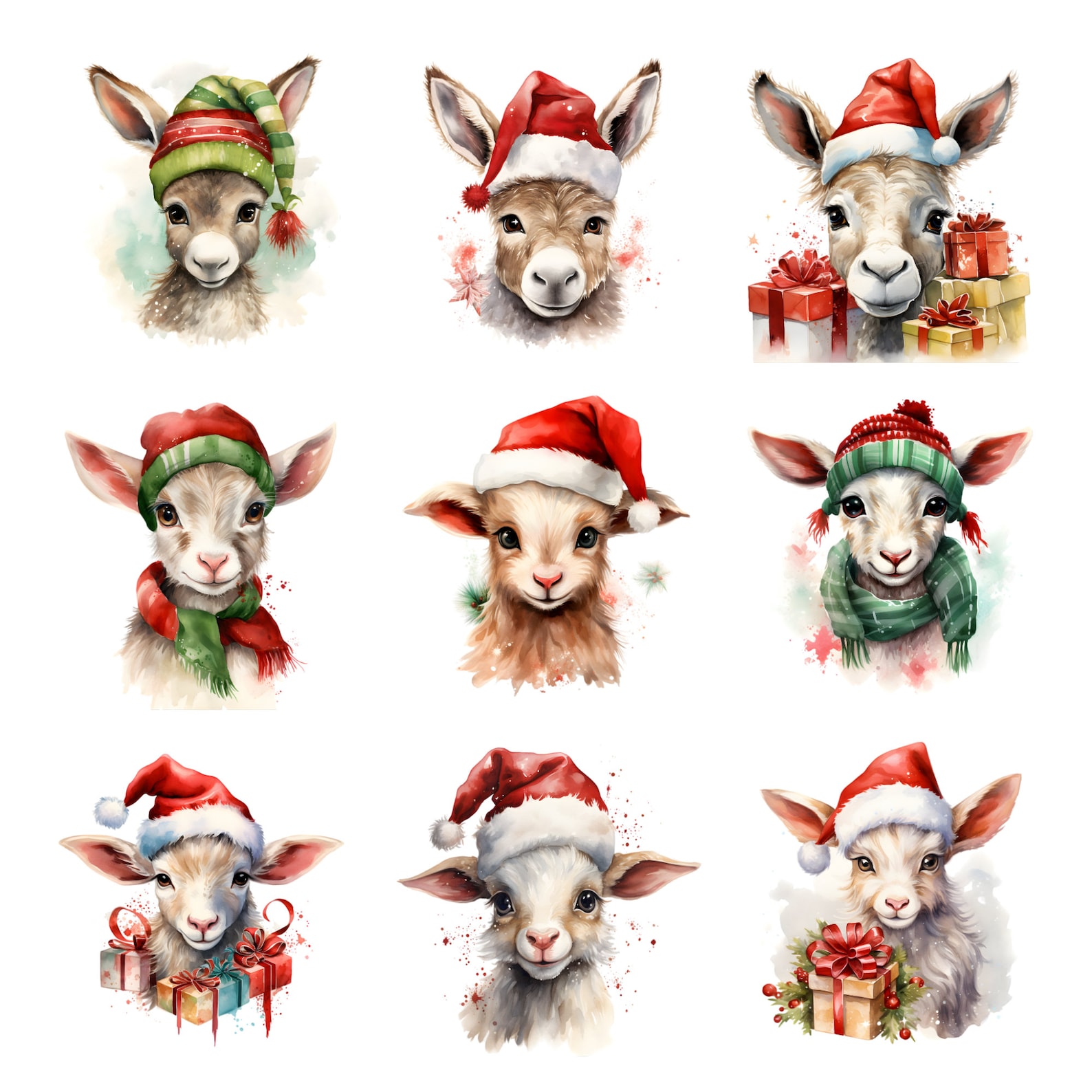 Christmas Baby Animals Clipart, Barnyard Christmas Animal Clipart ...