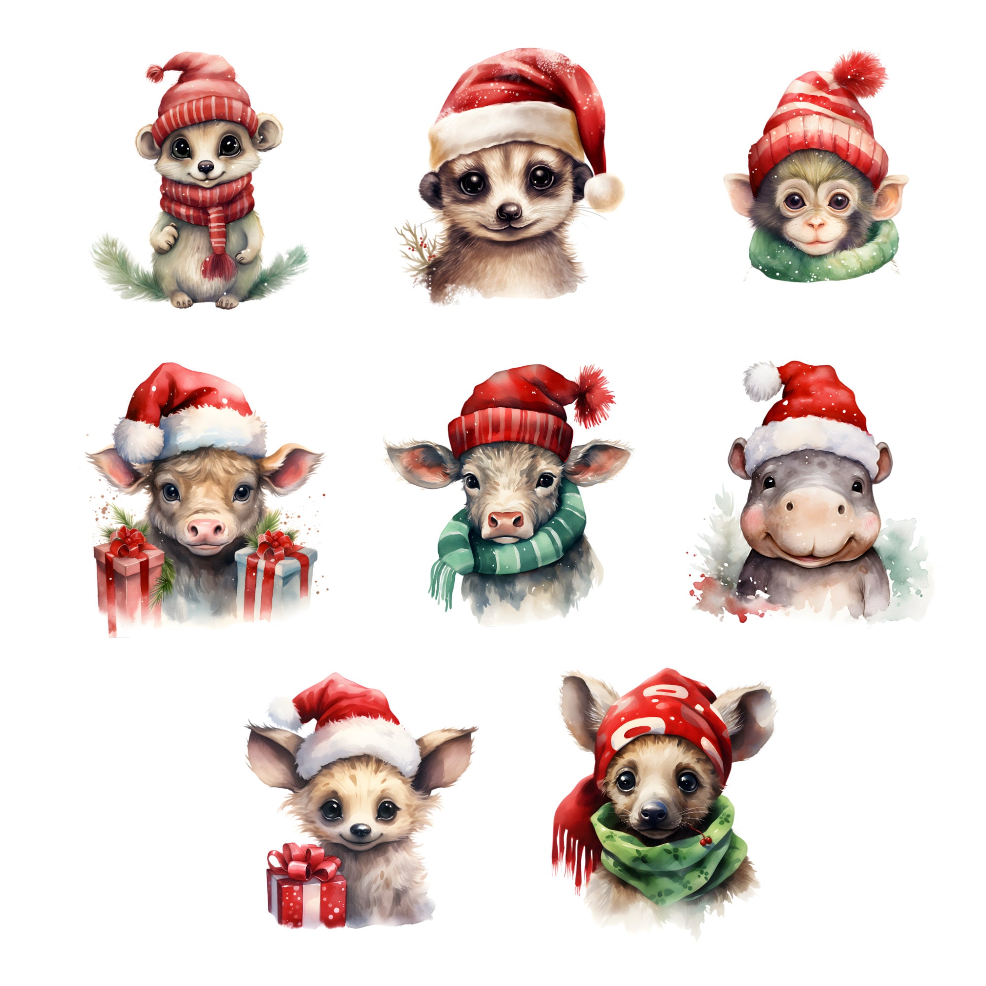 Christmas Baby Animals Clipart, Safari Christmas Animals Clipart ...