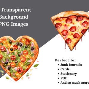 Watercolor Heart Pizza Clipart, Valentine Pizza PNG, Digital Download ...
