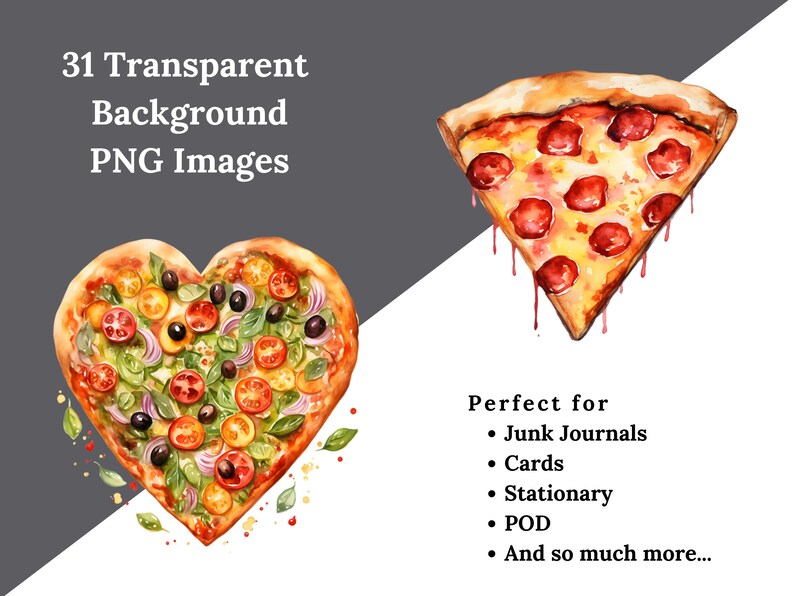 Watercolor Heart Pizza Clipart, Valentine Pizza PNG, Digital Download ...