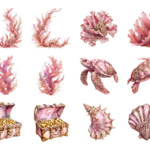 Watercolor Mermaid Clipart, Fairy Tale, Magical Fantasy Clip Art, Pink ...