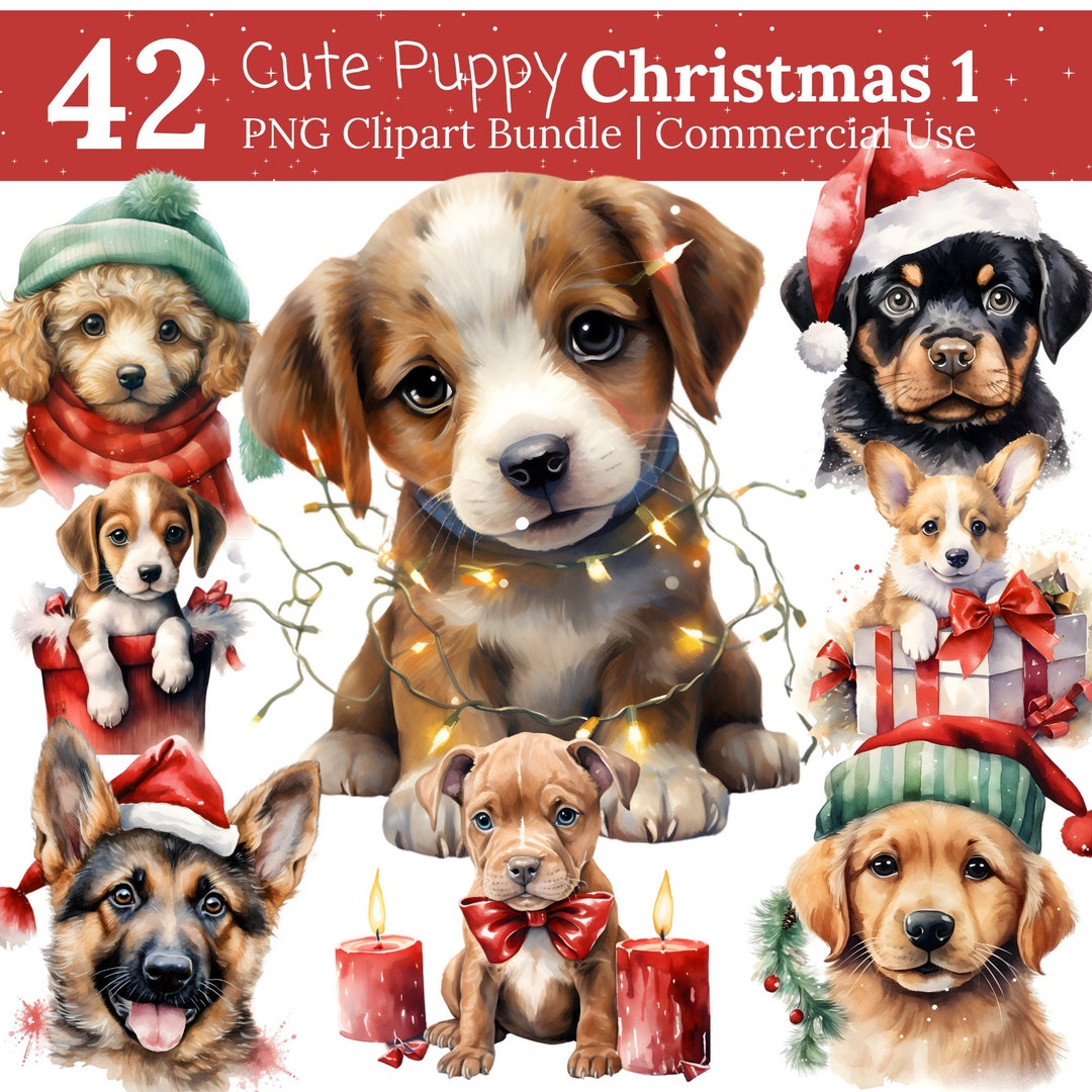 Cute Puppy Christmas Clipart, Christmas Baby Animal Clipart, Dog ...