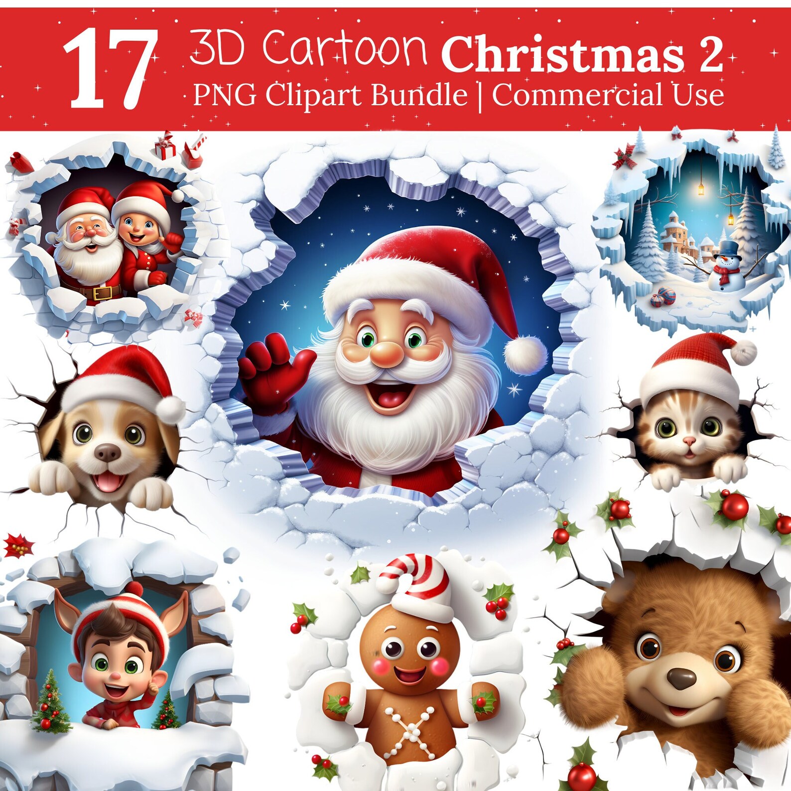 Cute 3D Christmas Cartoon Clipart, Animated Christmas Clipart ...