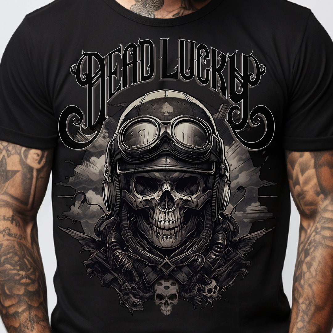 Aces High! Skull T-shirt Short Sleeve T for Men, Vintage, Gothic ...