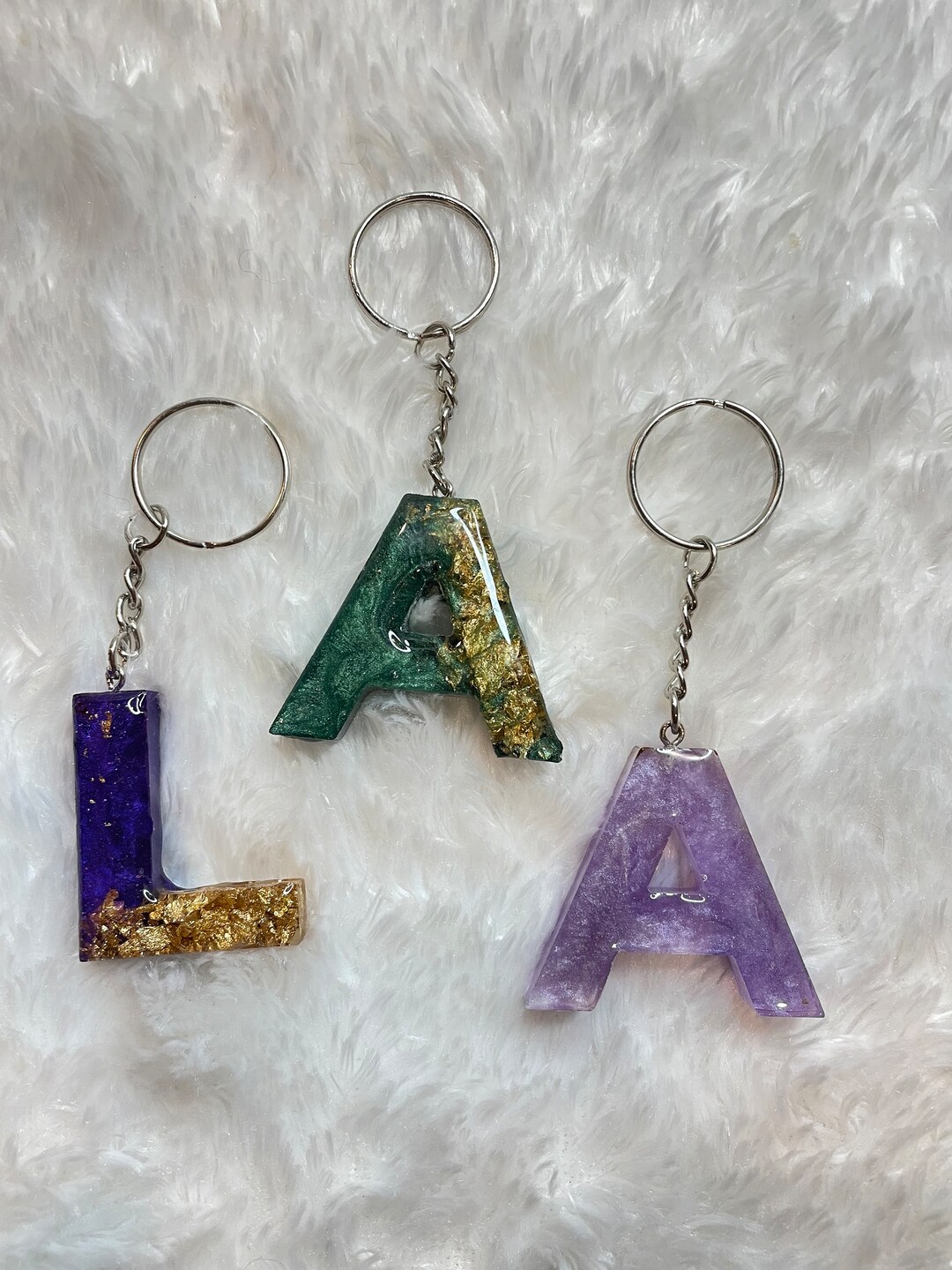 Custom Color Resin Initial Keychain - Etsy