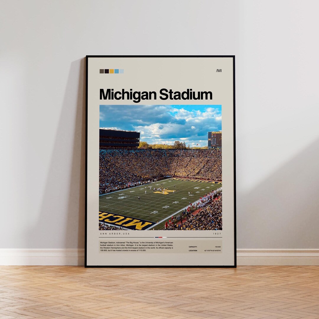 Michigan Stadium Poster, Framed Michigan Wolverines Stadium Print ...