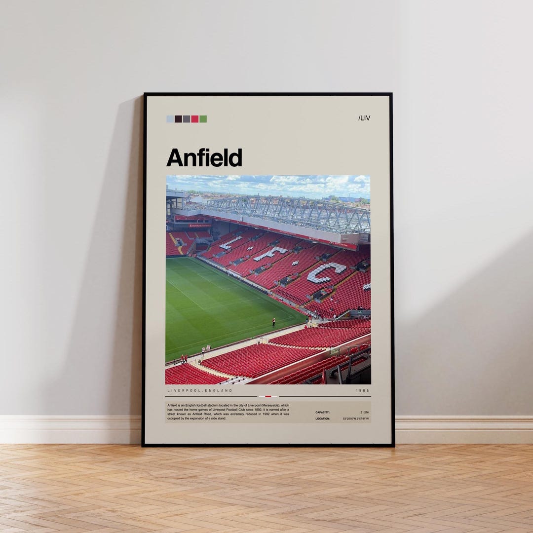 Anfield Poster, Framed Liverpool Anfield Print, Liverpool Fan Gift Idea ...