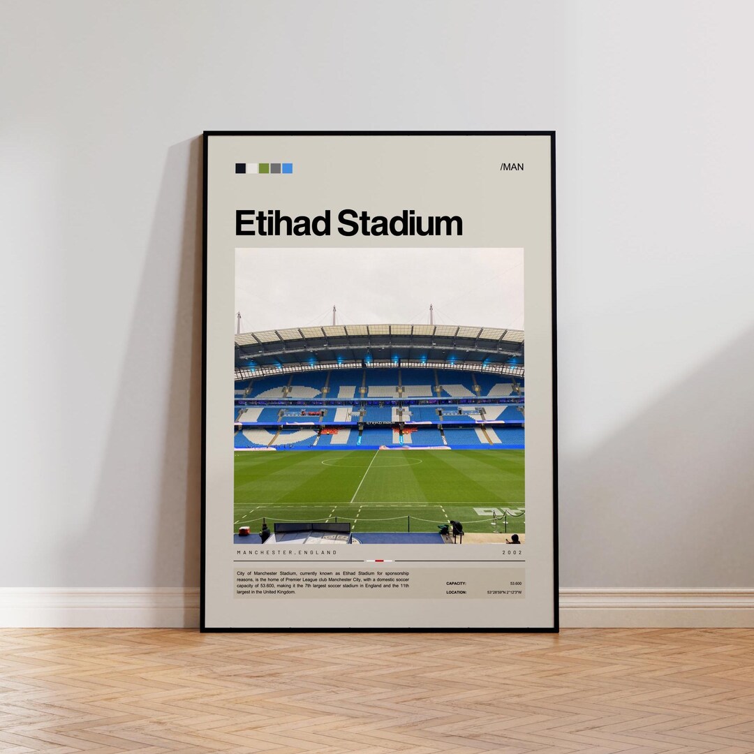 Etihad Stadium Poster, Framed City of Manchester Stadium Print, Etihad ...