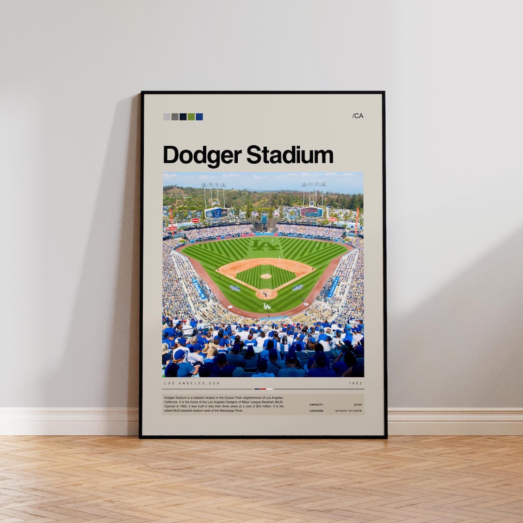 Dodger Stadium Poster, Framed Los Angeles Dodgers Print, Dodger Blue ...