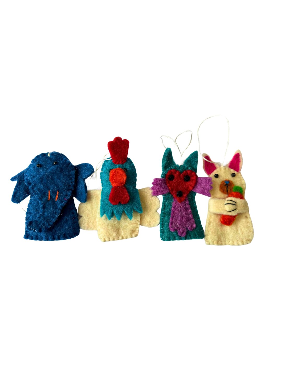 Felted Wool Animal Finger Puppets (4 Pack) - Etsy