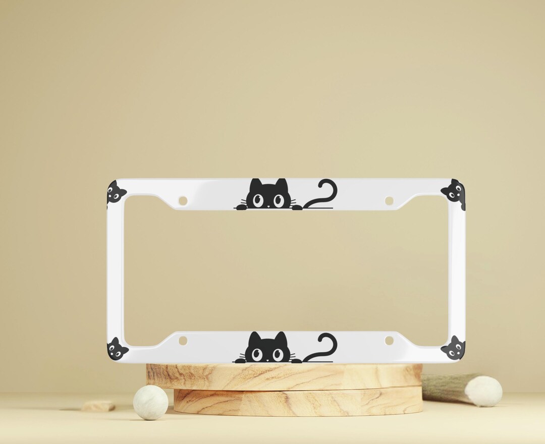 Cute Cat License Plate Frame Car Accessory for Cat Lover Animal Themed ...