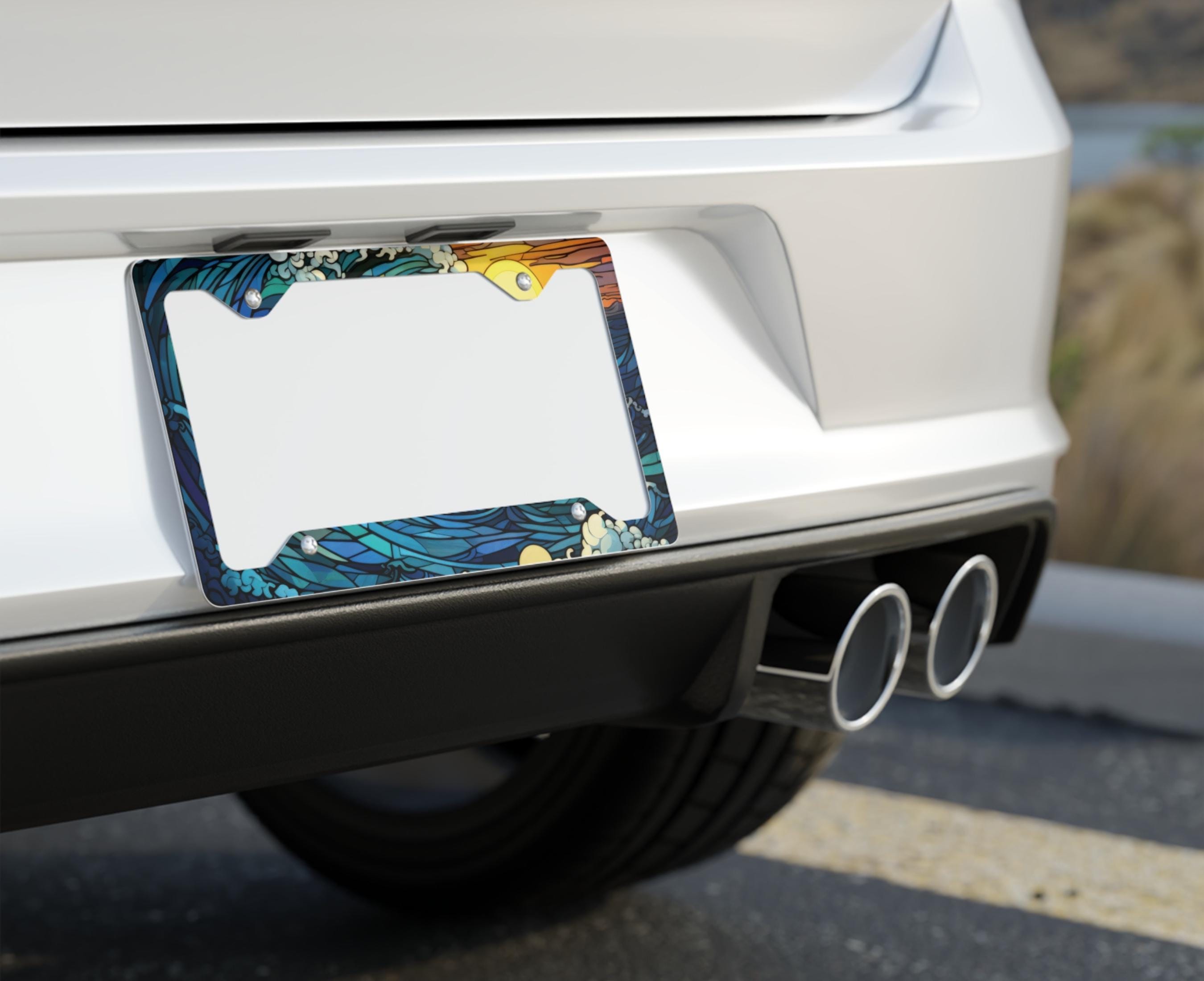 Stained Glass Ocean Wave License Plate Frame Beach Car Accessories ...