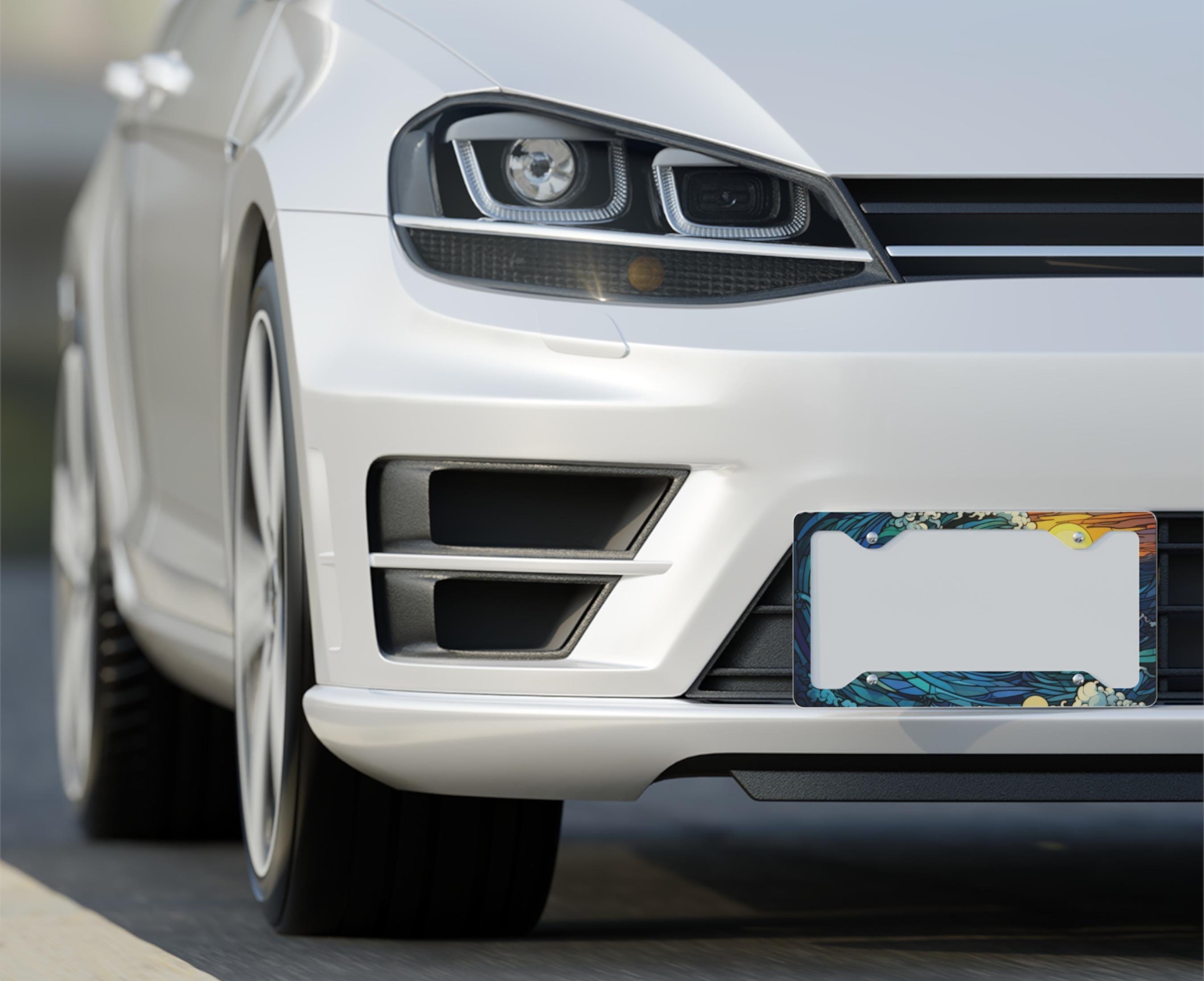 Stained Glass Ocean Wave License Plate Frame Beach Car Accessories ...