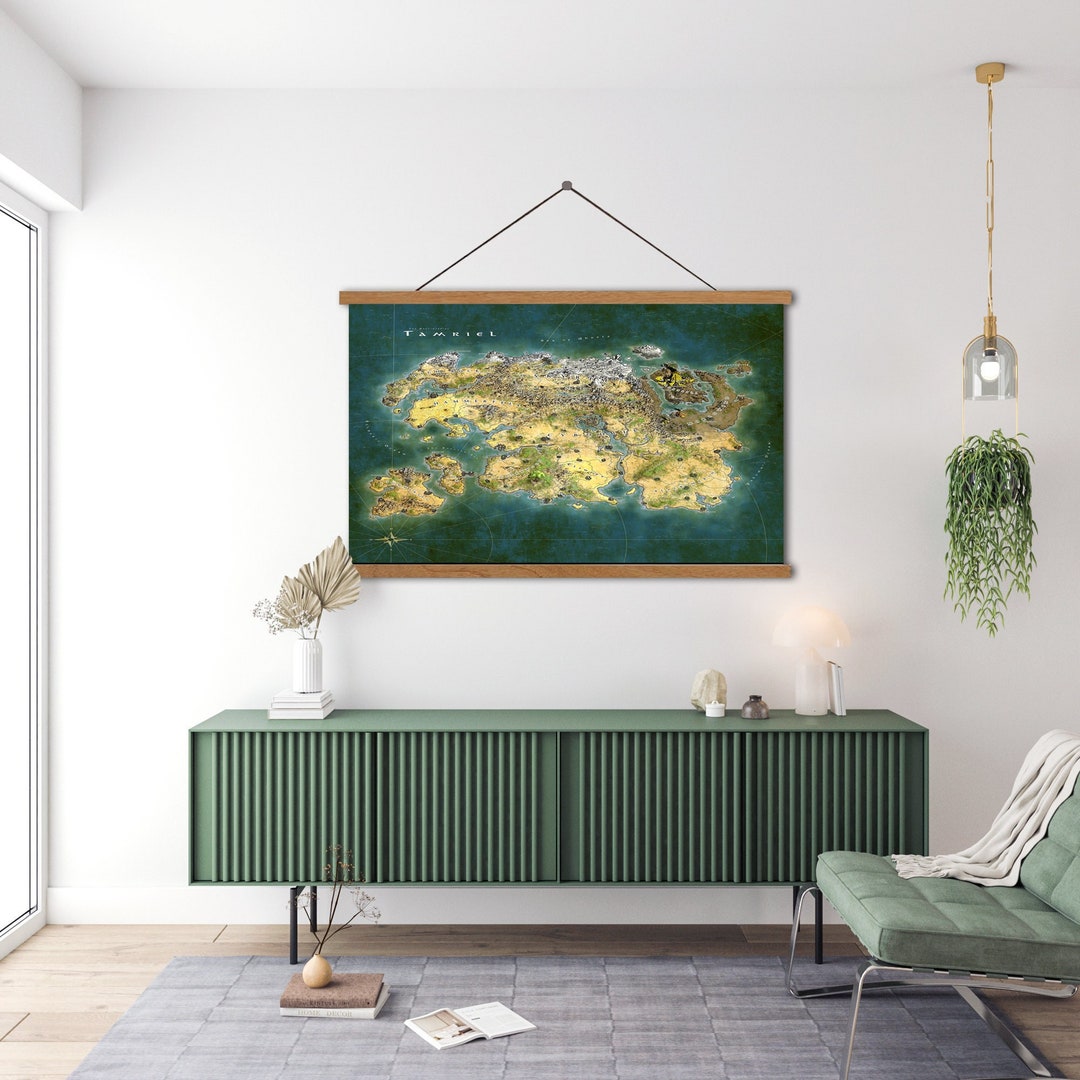 Fantasy Map Poster, the Elder Scrolls Map Canvas,tamriel Map Poster ...