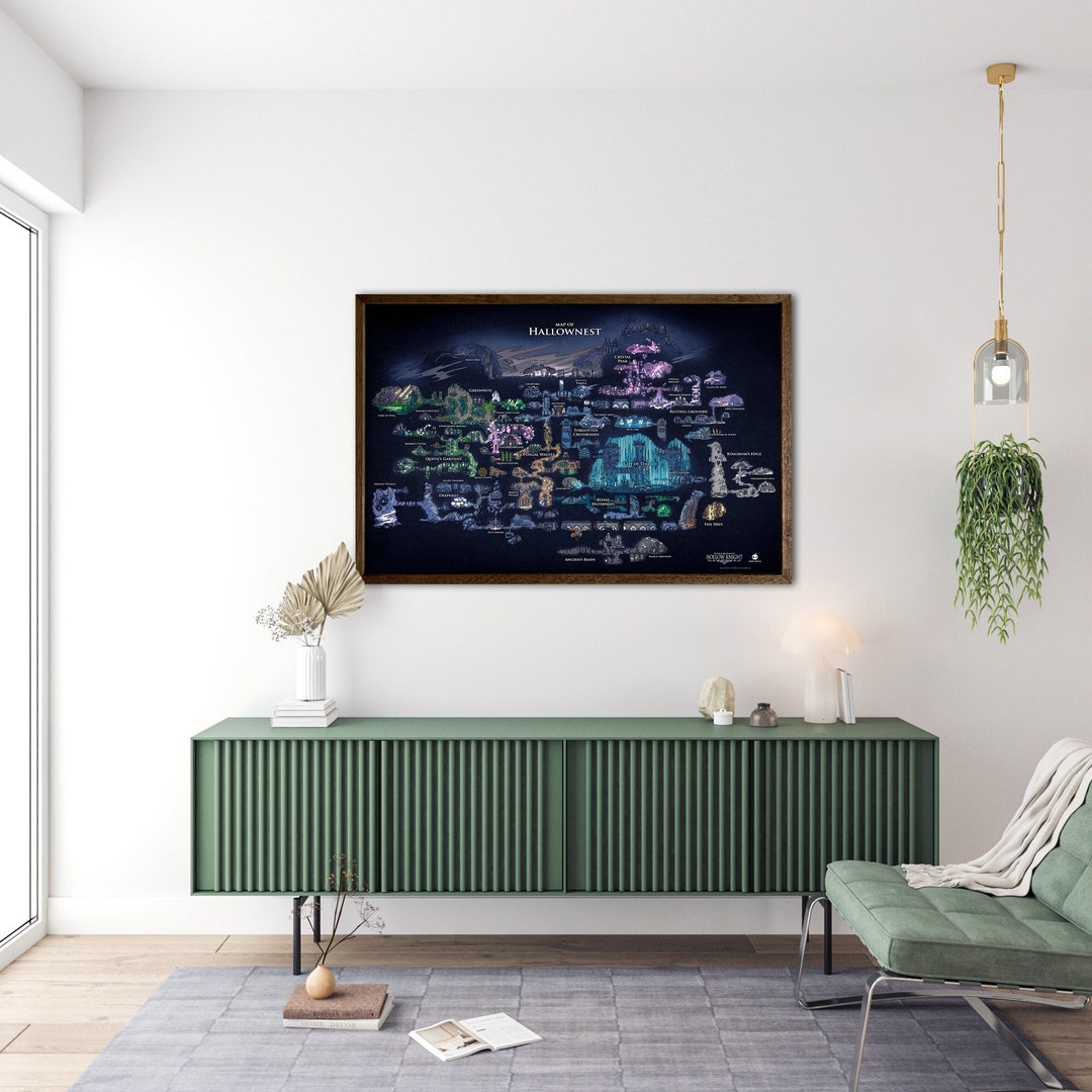 Hollow Knight Map Poster, Game Art Wall Decor, Hollownest World Map ...
