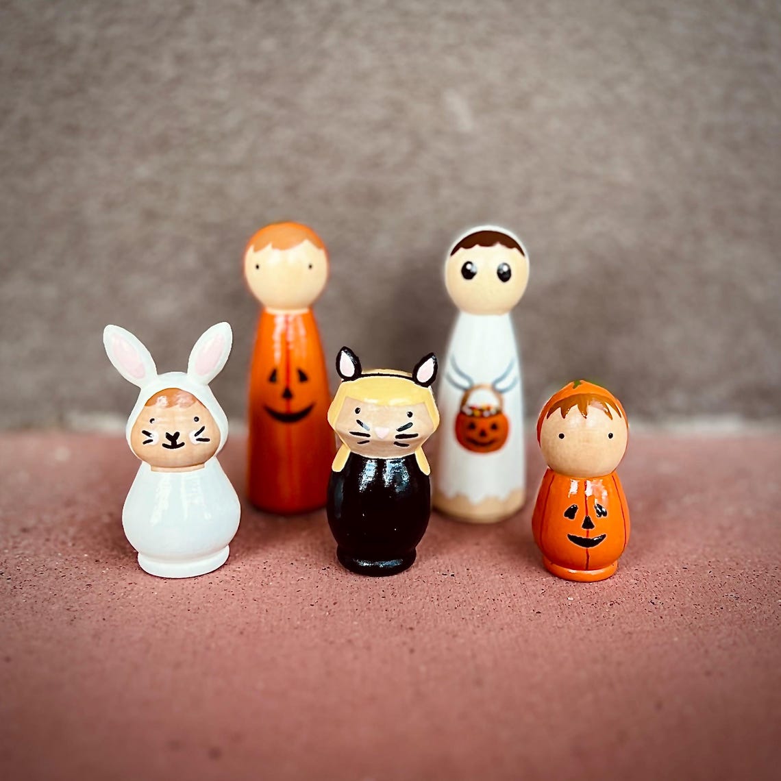 Halloween Peg Dolls Witch, Bat, Ghost, Cat, Bunny, Pumpkin - Etsy