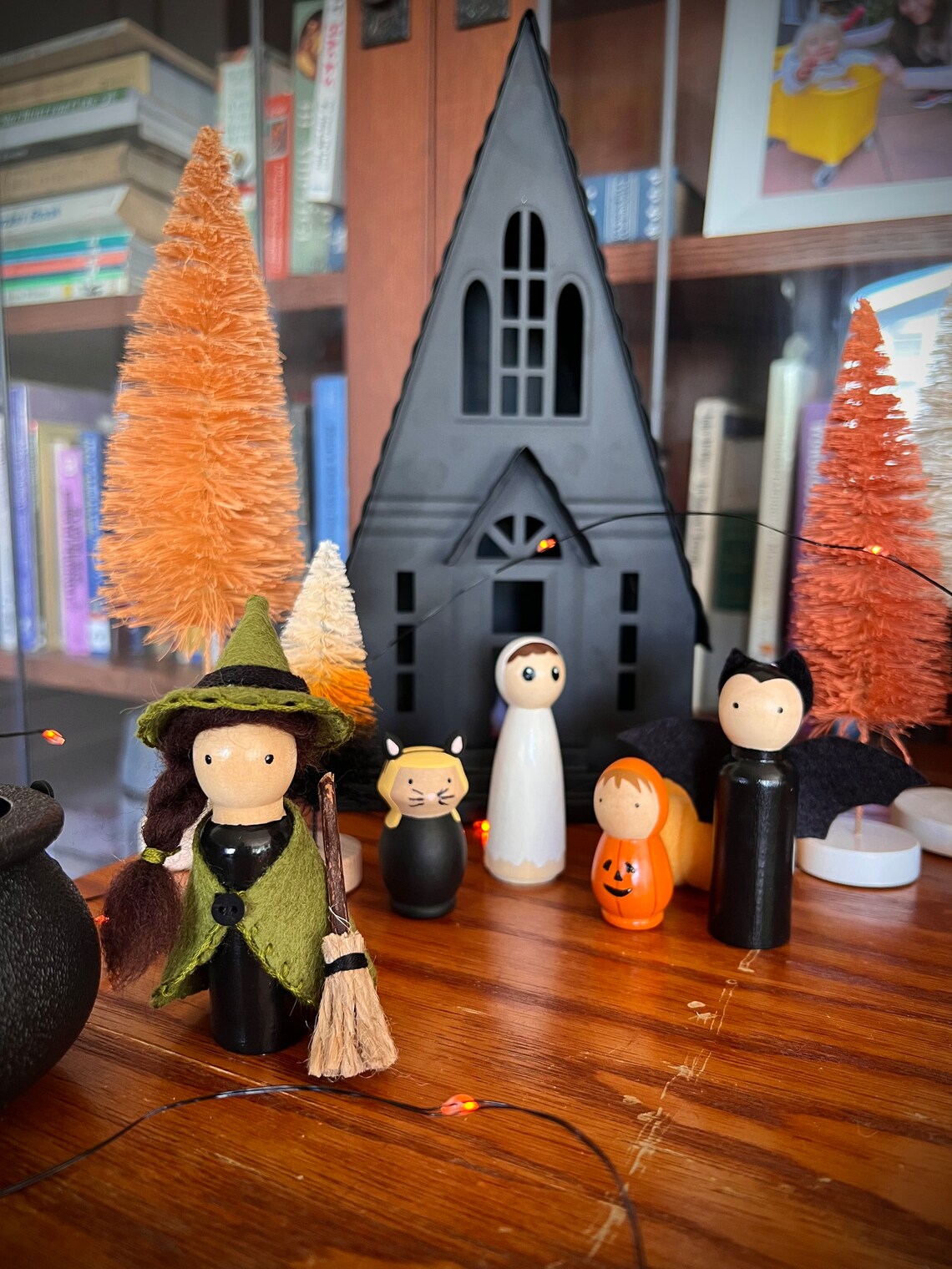 Halloween Peg Dolls Witch, Bat, Ghost, Cat, Bunny, Pumpkin - Etsy