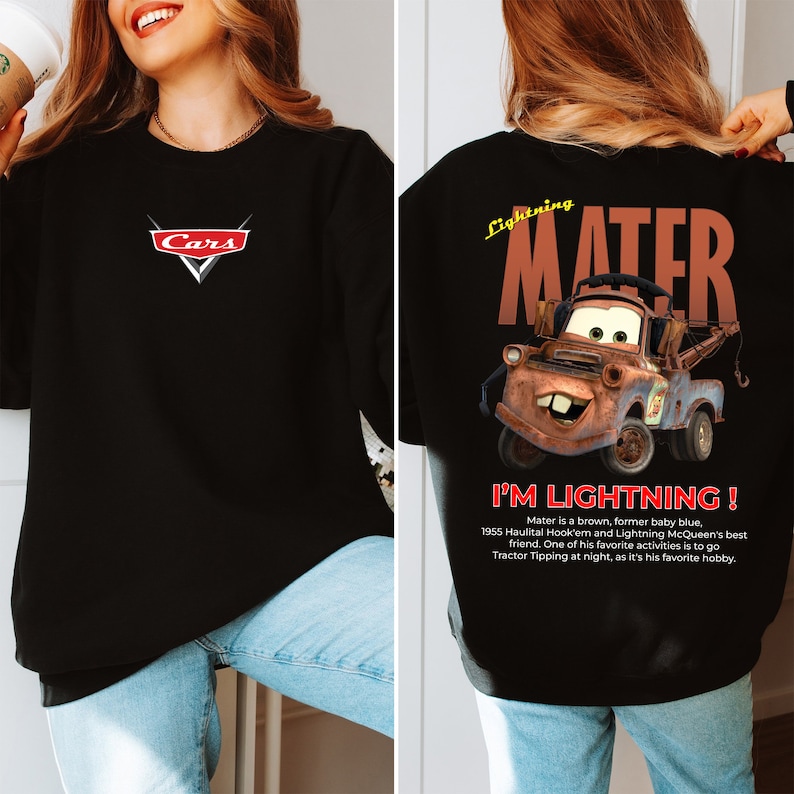 Lightning Mater Shirt, Pixar Mcqueen Two Sided Retro Cars Shirts ...