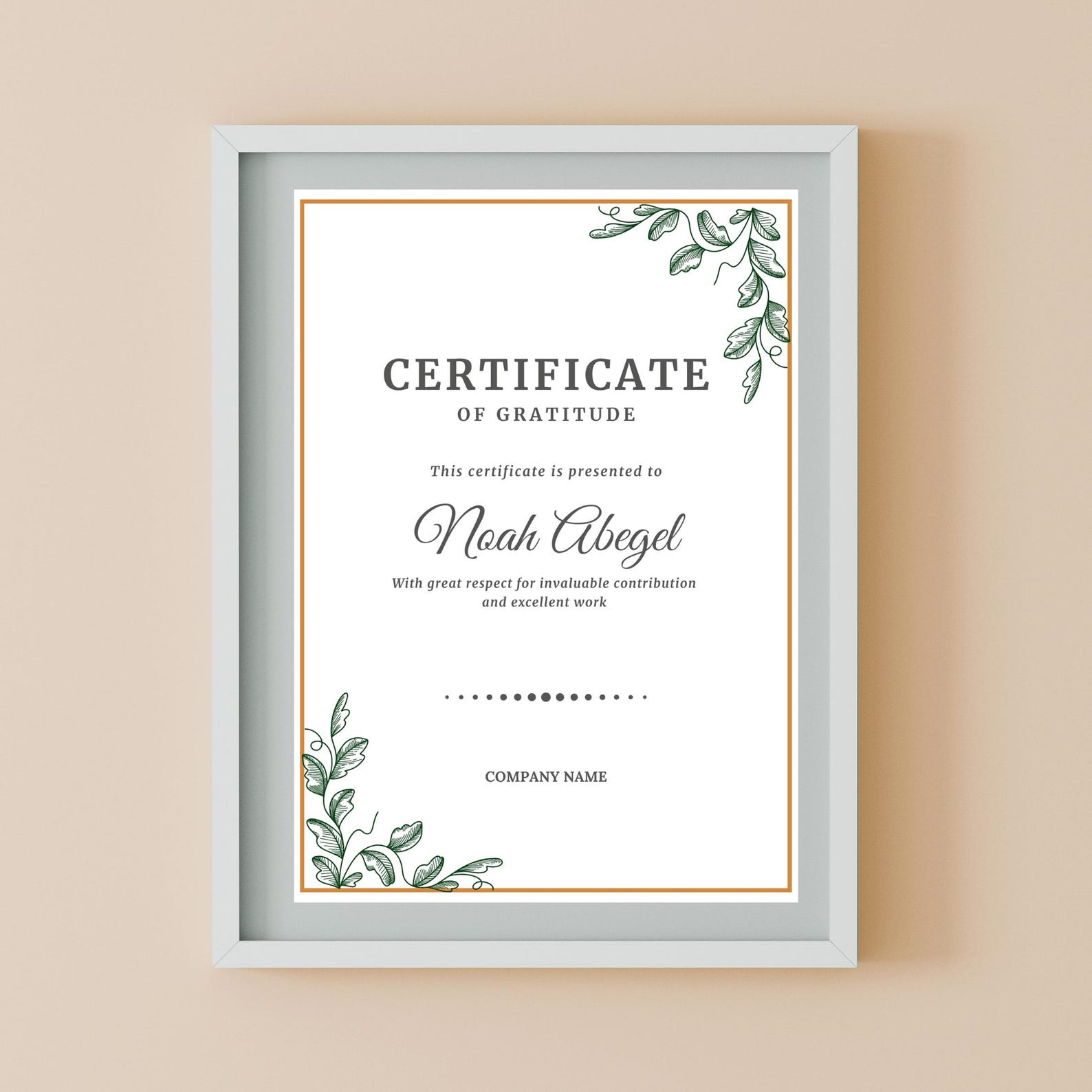 Certificate of Gratitude, Editable Template, Employee Certificate ...