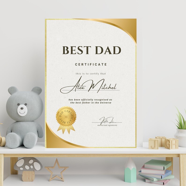 Editable Best Dad Certificate Template, Dad Certificate, Father’s Day ...