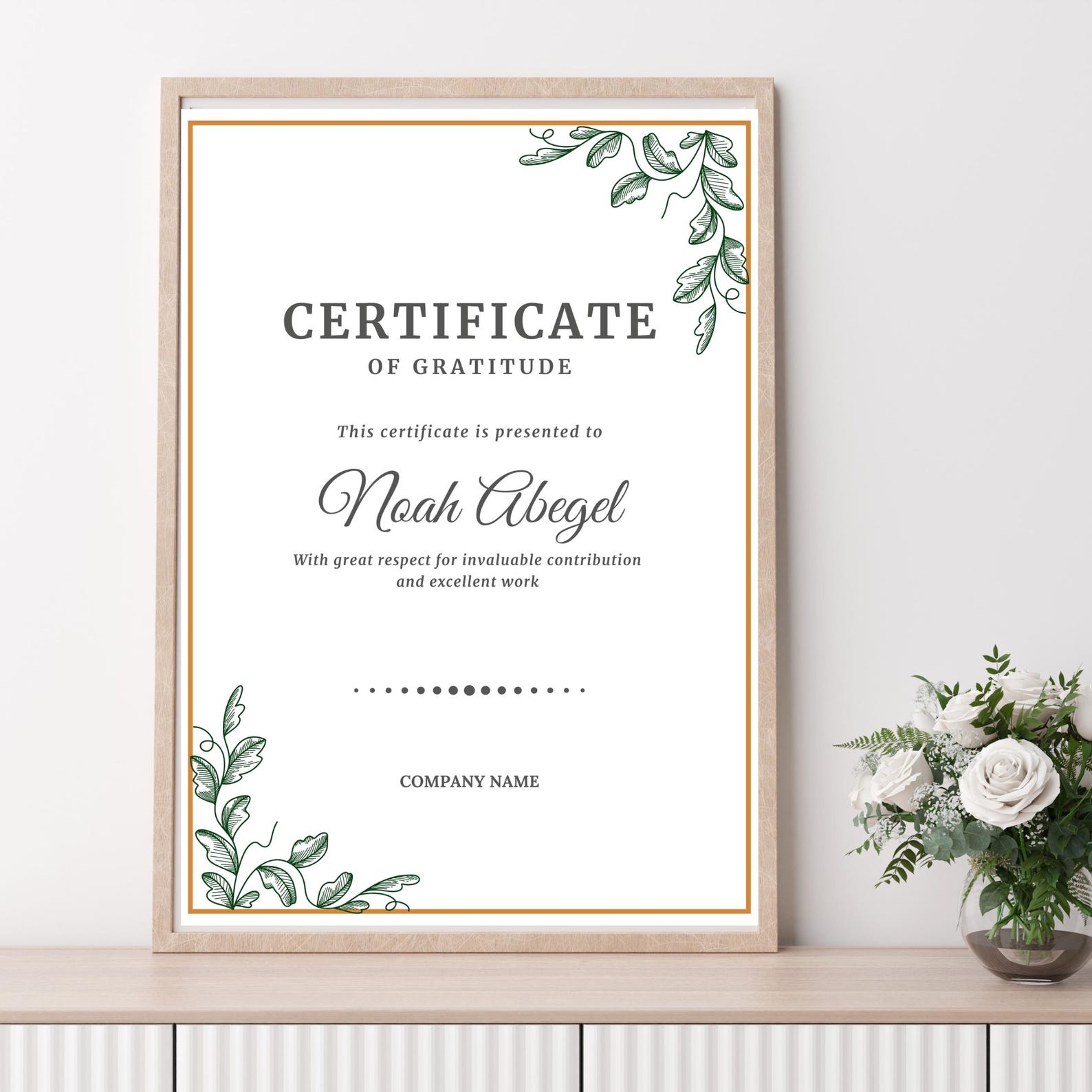 Certificate of Gratitude, Editable Template, Employee Certificate ...