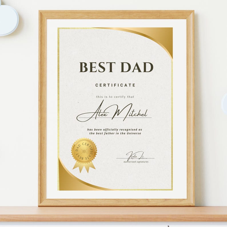 Editable Best Dad Certificate Template, Dad Certificate, Father’s Day ...