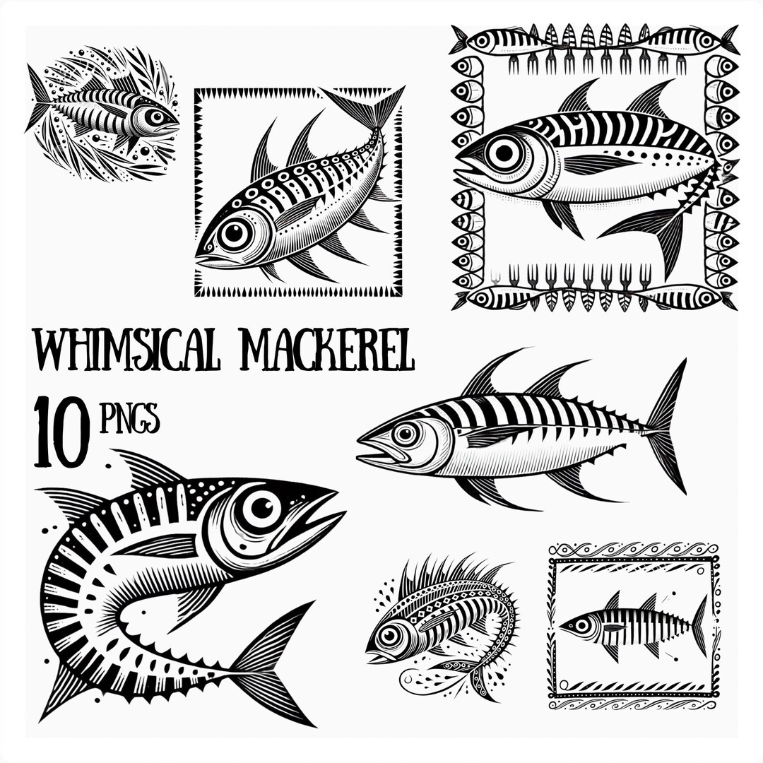 10 Whimsical Mackerel Clipart, Pngs With Transparent Backgrounds ...