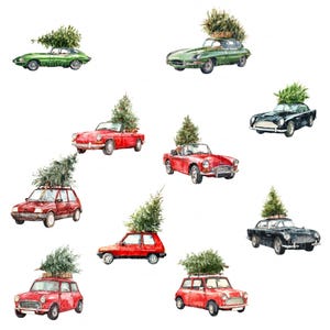 Vintage Car Christmas Clipart Set: Retro European Auto Pngs (digital ...