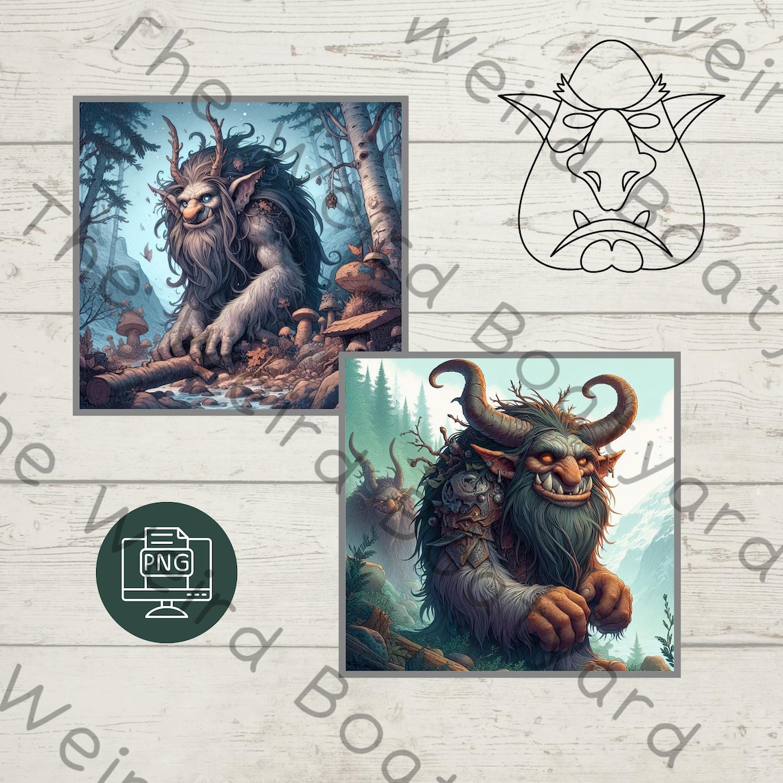 10 Fantasy Norwegian Forest Trolls Clipart: Mystical Folklore Art ...