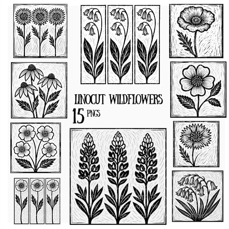 Woodcut Botanical Print - Etsy UK