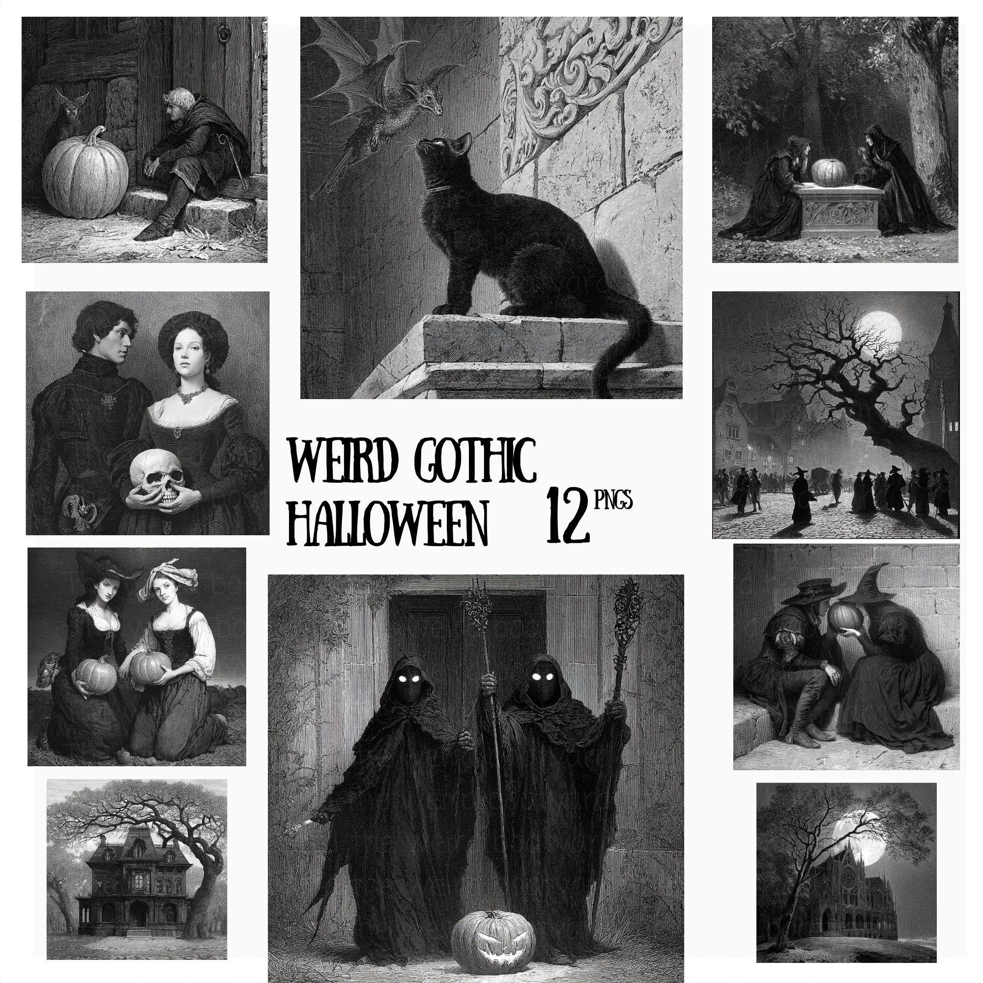 Weird Gothic Halloween Clipart: Dark Eerie PNG Images (digital Download ...