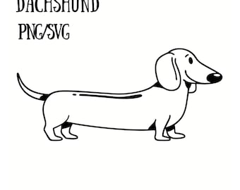 12 Dachshund Doodle Clipart | Black and White Wiener Dog Illustrations ...