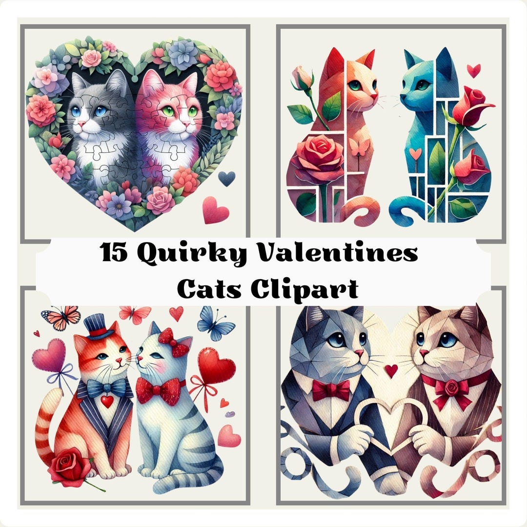 10 Valentine's Cats Clipart, Pngs With Transparent Backgrounds ...