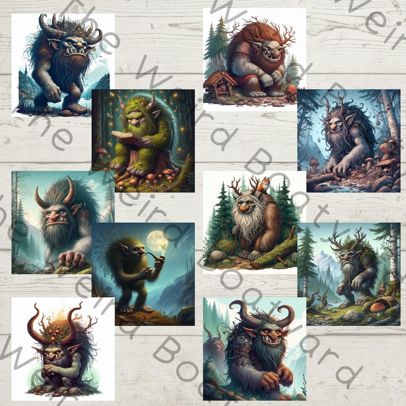 10 Fantasy Norwegian Forest Trolls Clipart: Mystical Folklore Art ...