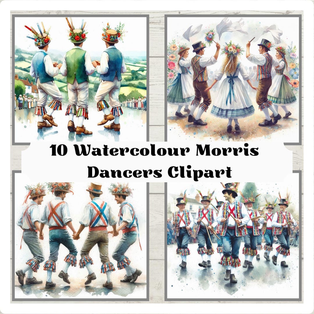10 Watercolour Morris Dancers Clipart Folk Dance Art Digital Download ...